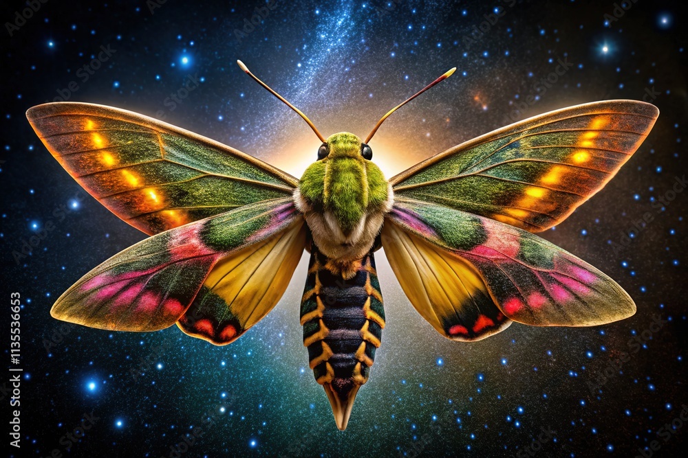 AI Hippotion Celerio Silhouette, Vine Hawk-Moth, Night Photography ...