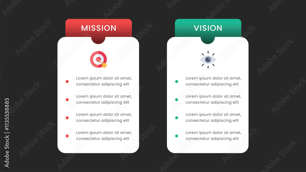 Comparison of mission and vision infographic. Stock Vector | Adobe Stock