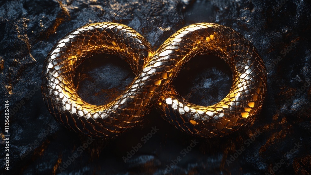 Golden infinity symbol representing eternal concepts and ideas Stock ...