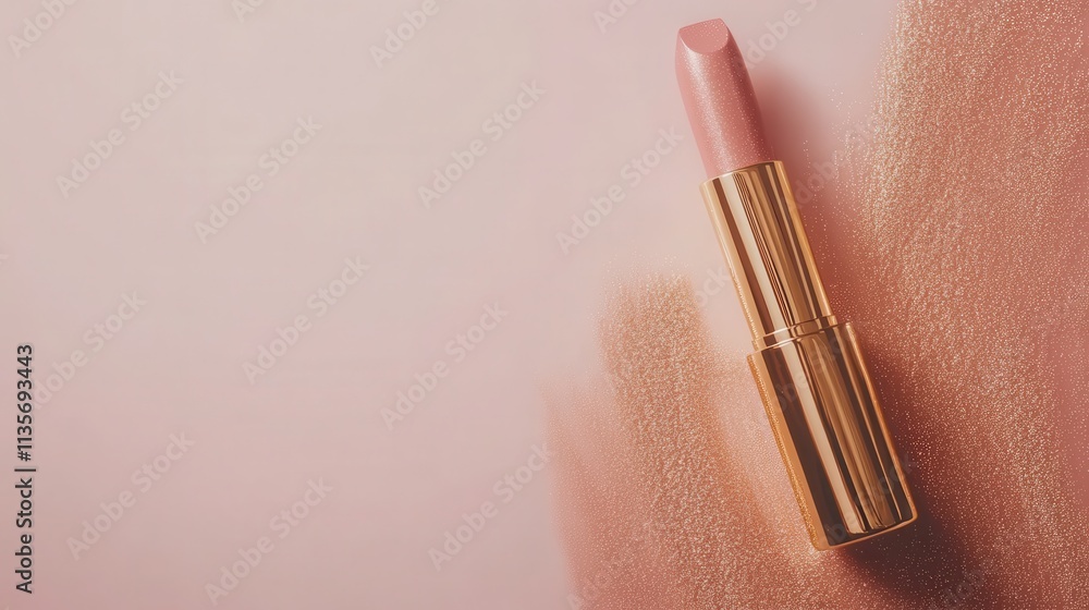 Beige nude tone lipstick make up isolated on a studio background ...