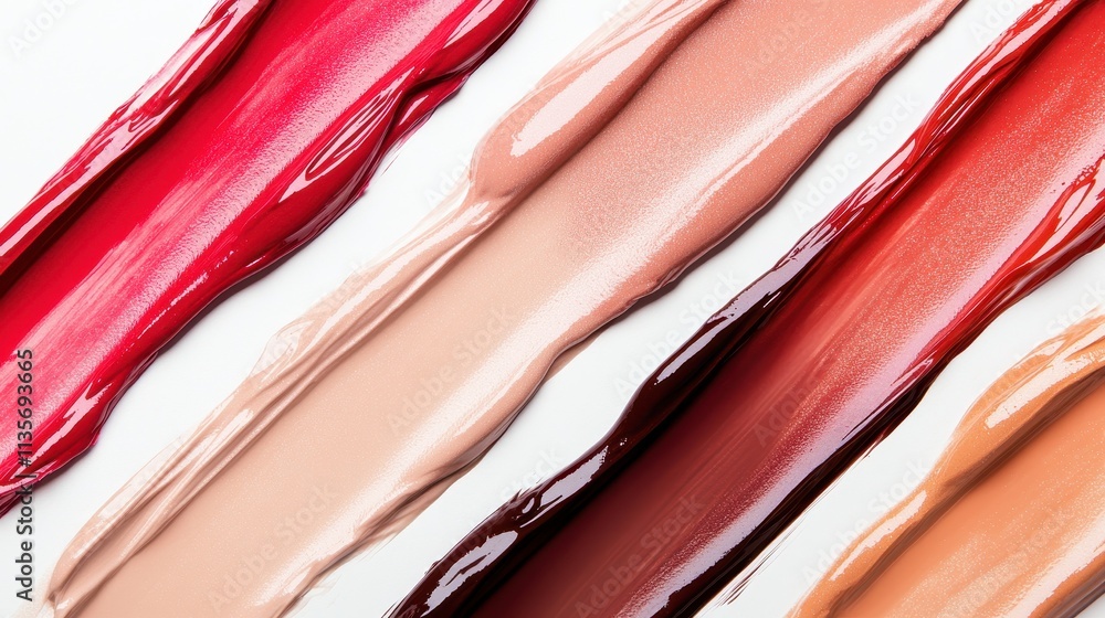 Beige nude tone lipstick make up isolated on a studio background ...