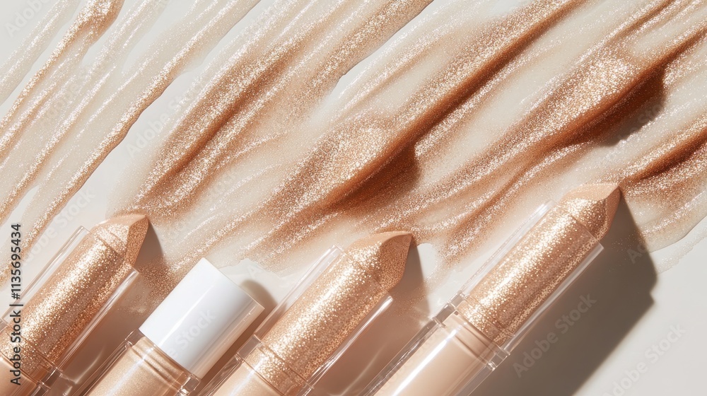 Beige nude tone lipstick make up isolated on a studio background ...