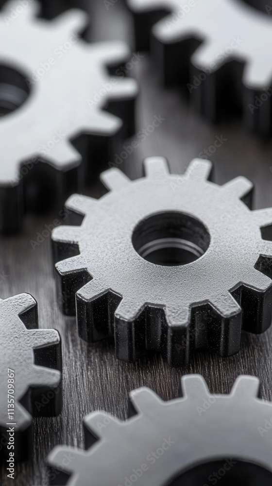 Gears and cogs illustrating efficient workflow, [business management ...