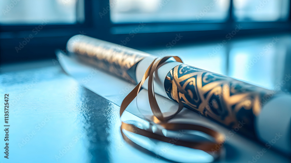 Graduation Ribbon Scroll concept as A vector combining a ribbon with a ...