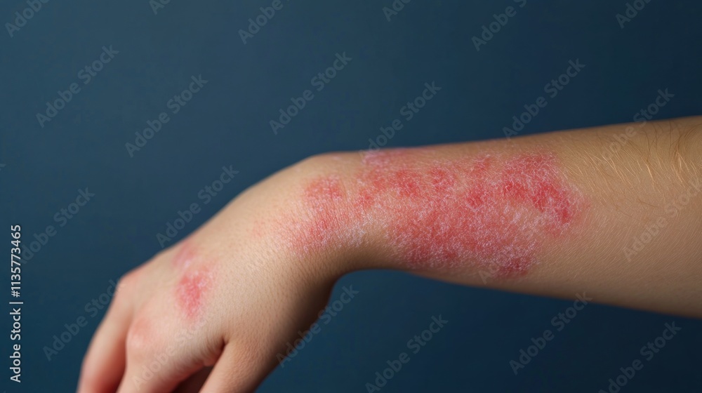 Psoriasis rash on a persons forearm and hand Stock Photo | Adobe Stock