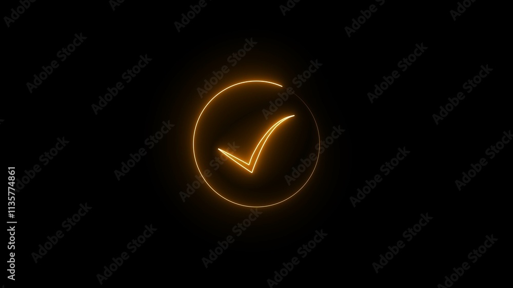 Green check mark Neon Sign Vector. Check list button neon signboard ...