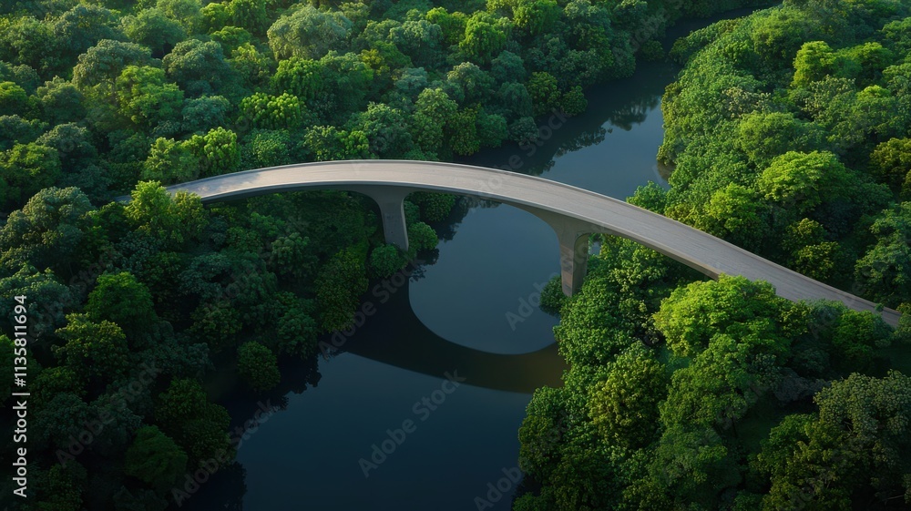 Climate Resilience concept. An eco-friendly bridge equipped with ...