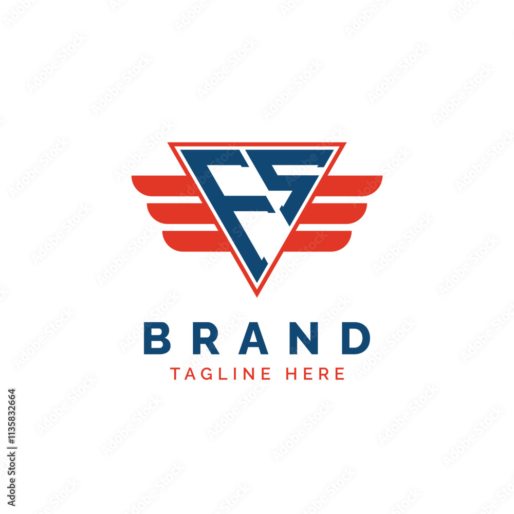 Patriotic FS Logo Initials. Letter FS Winged Logo. Red and Blue ...