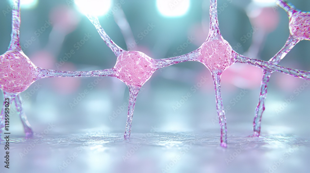 Microscopic Neural Network Intricate Brain Cell Connections 4K AI Render Stock Illustration ...