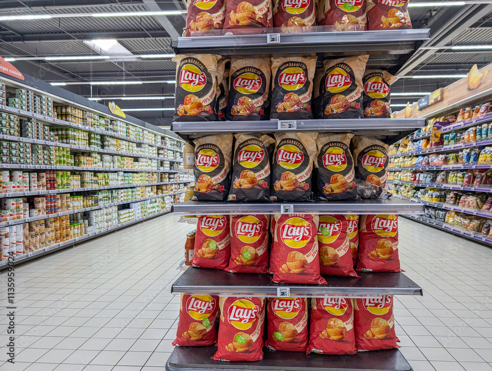 Foto de Stock France, 30 September 2024 : Lay's Chips Display in Busy ...
