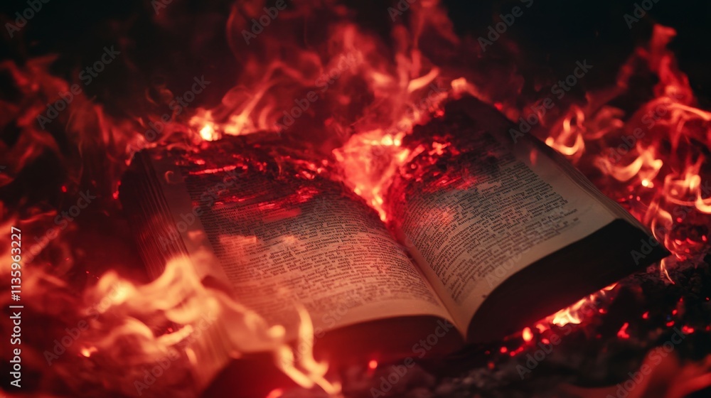 Burning Book: A Symbol of Lost Knowledge and Tradition Stock Photo ...