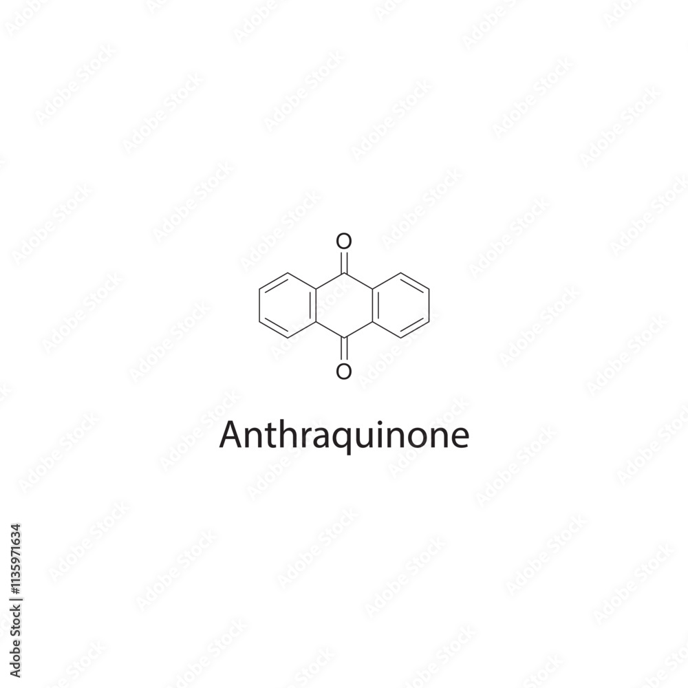 Anthraquinone skeletal structure diagram.organic compound molecule ...
