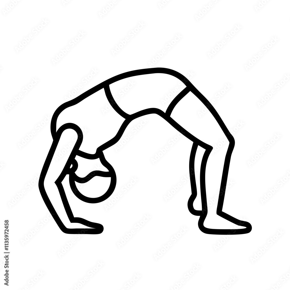 wheel pose chakrasana - simple black line art icon of wheel pose ...