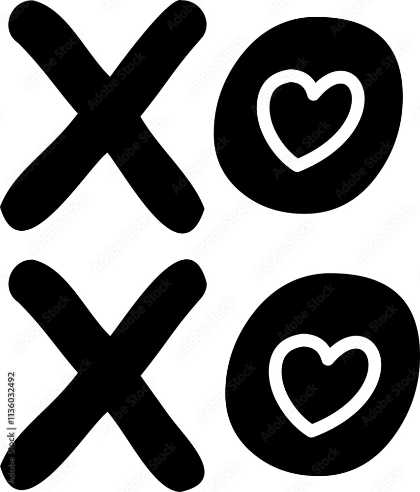 Valentine XOXO text silhouette. XOXO word letters typography vector ...