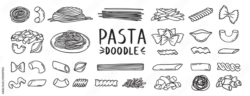 Pasta, spaghetti, vermicelli, macaroni feathers, horns, shells ...