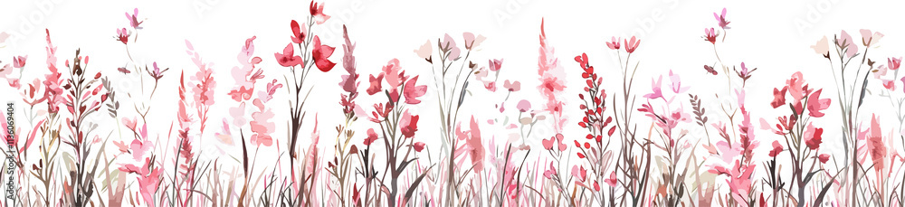 Watercolor Flower Border Clipart Vector Illustration Stock Illustration ...