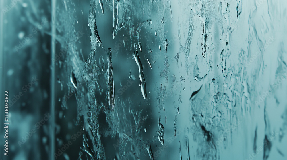 Realistic rain shower drops down vector background. 3d water flow on ...