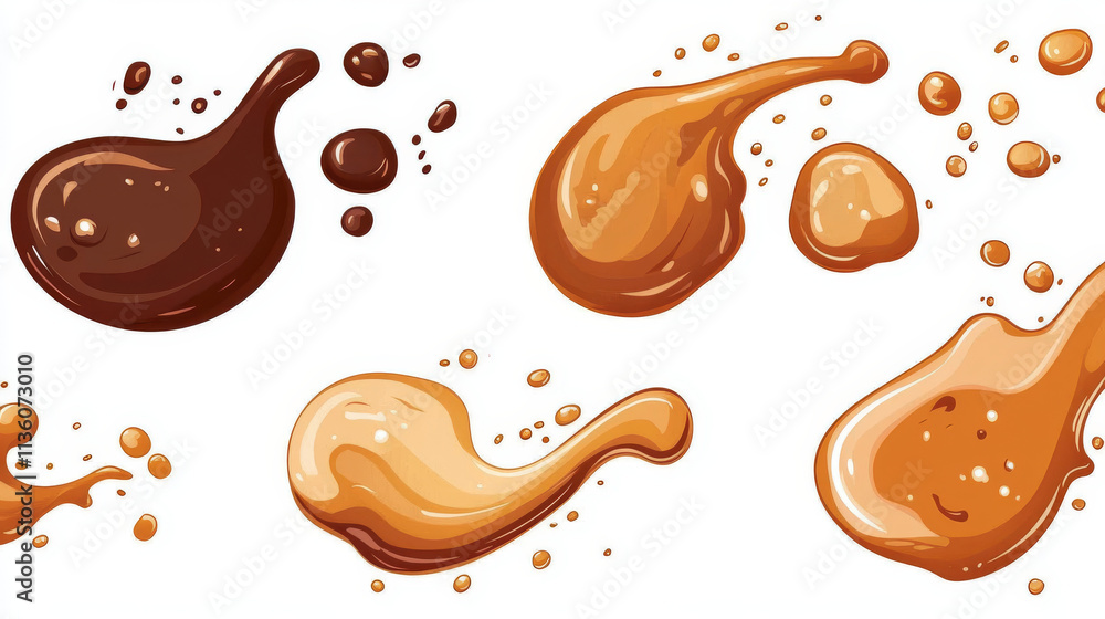 Stock-Illustration „Spill soy or teriyaki hot sauces puddles and ...