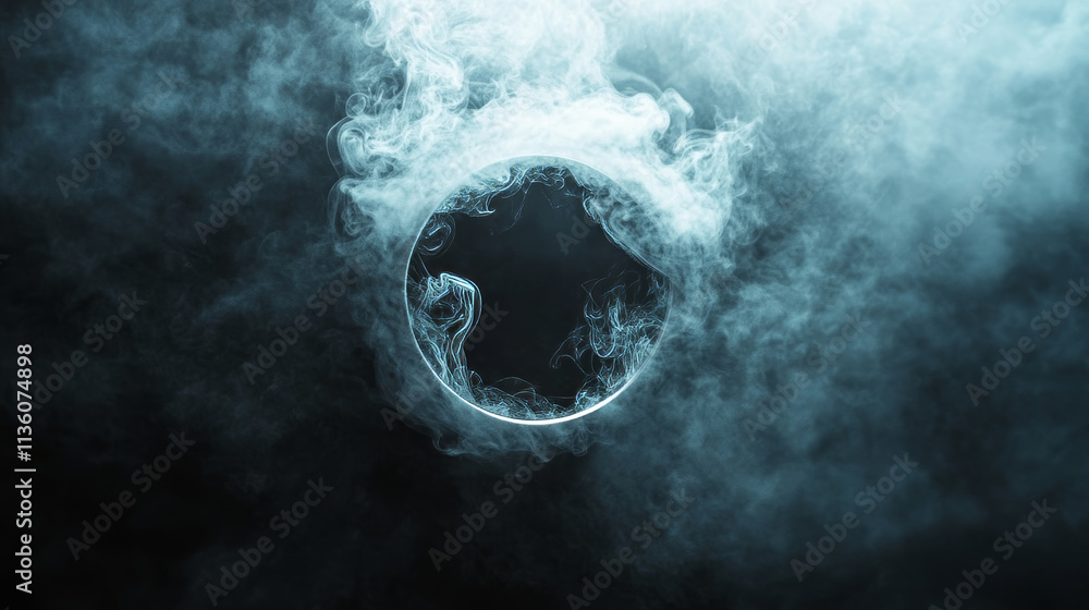 Smoke steam circle ring vector cloud effect. 3d realistic vape or ...