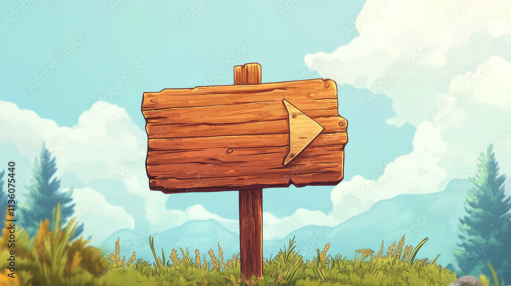 Wooden arrow signboard cartoon. Wood direction plank vector. Game sign ...
