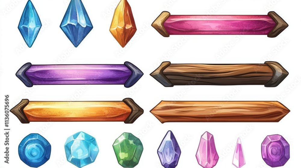 Game progress bars, cartoon vector process ui or gui interface design elements. Power, life ...