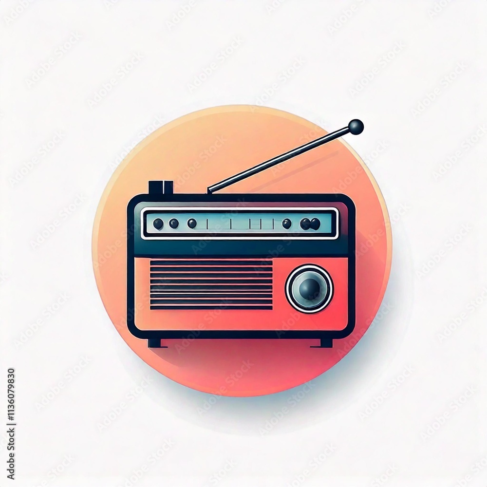 simple radio icon logo with isolated white background for it and ...