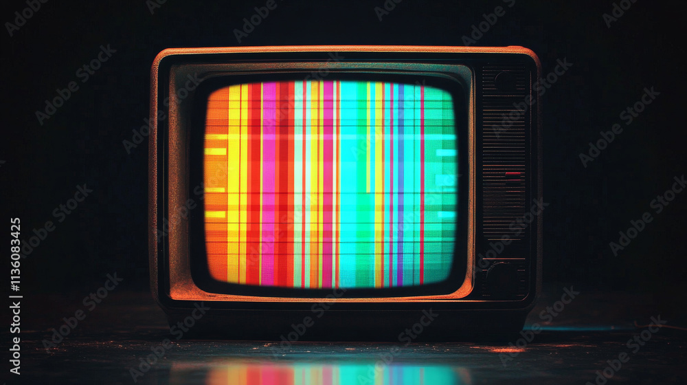 Vintage television screen effect with colorful lines and pixels texture ...