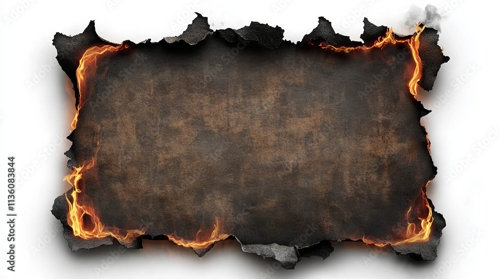 Rip burnt paper edge effect. Fire texture border. Ash on page for ...