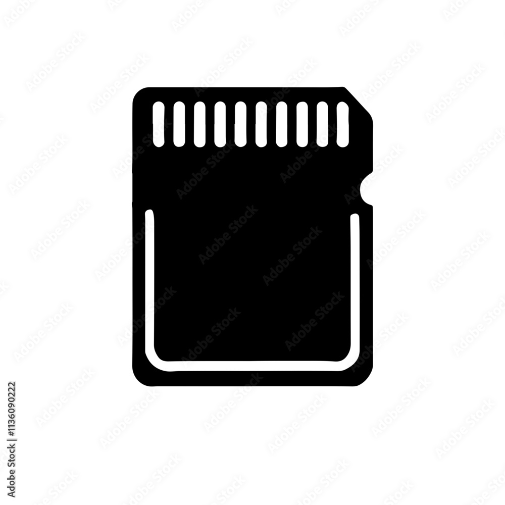 memory card as a simple single icon logo black and white vector ...
