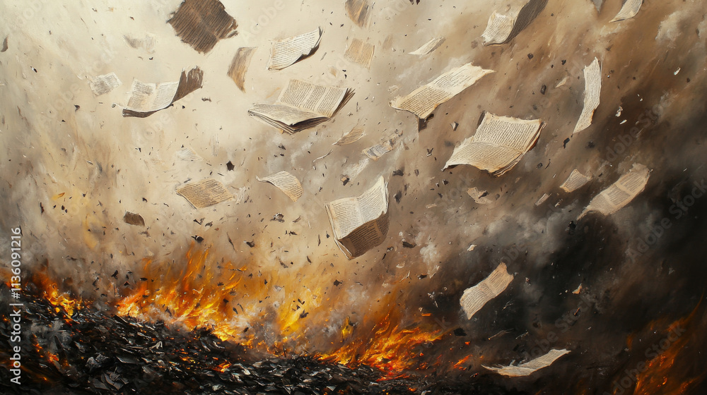 Burning rectangle paper sheets. Old notes or stickers with fire ...
