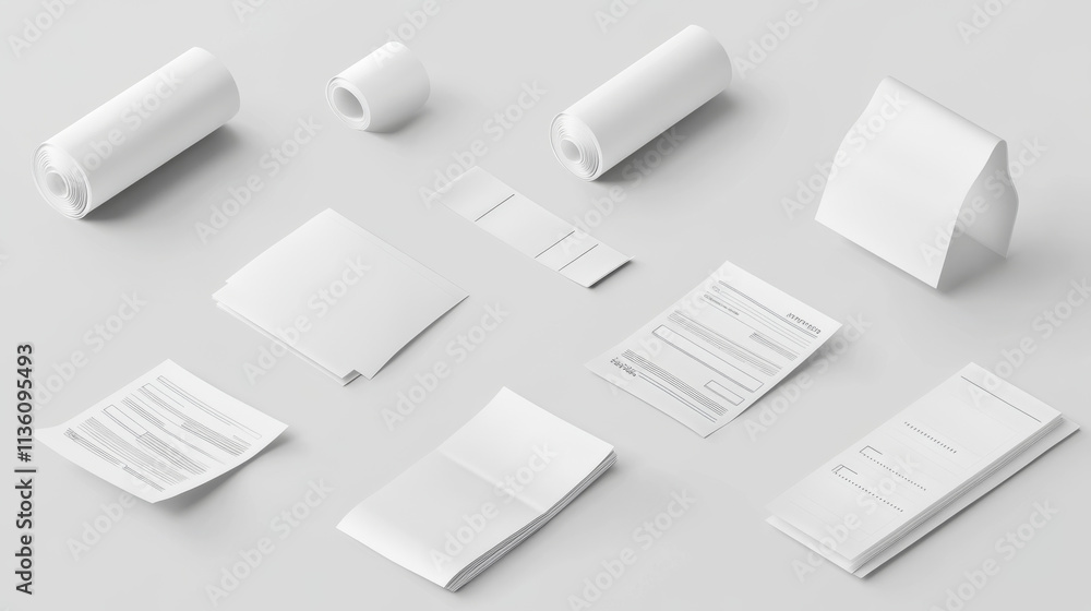 Paper bill mockups set isolated on transparent background. Vector realistic illustration of ...