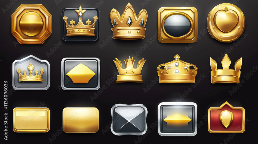 Stock-Illustration „Royal game buttons animation set. Vector cartoon ...