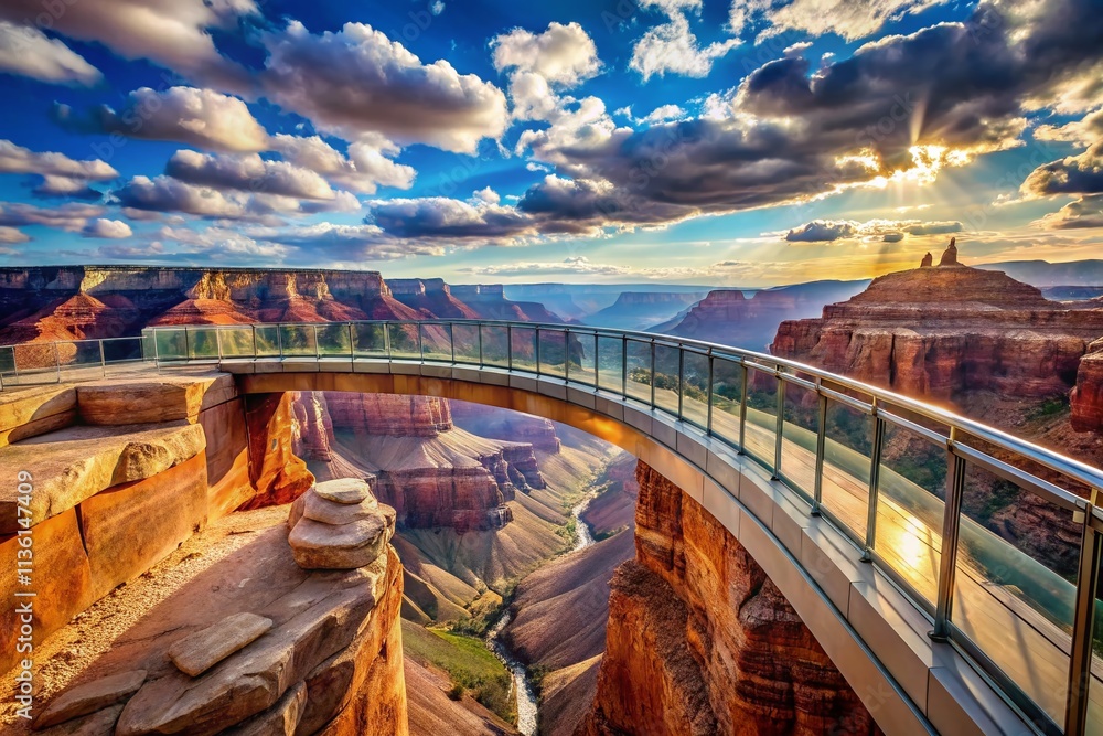 Grand Canyon Skywalk Glass Bridge Aerial View, High Resolution ...