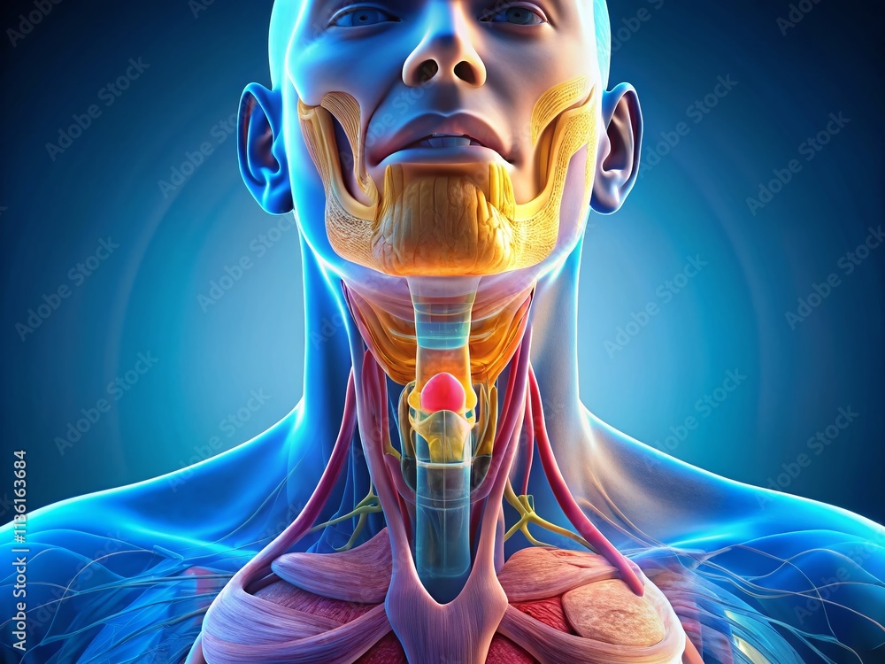 Human Throat Anatomy Diagram: Candid Photographic Illustration of Larynx, Pharynx, Epiglottis ...