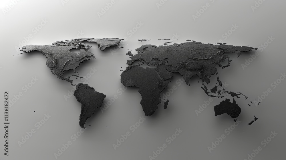 Minimalistic world map outline on a clean white background for ...