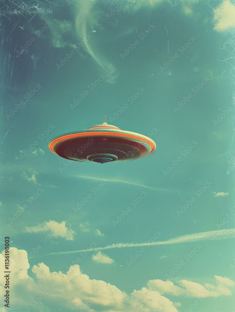 Retro vintage color photograph news style 1960s sci-fi science fiction ...