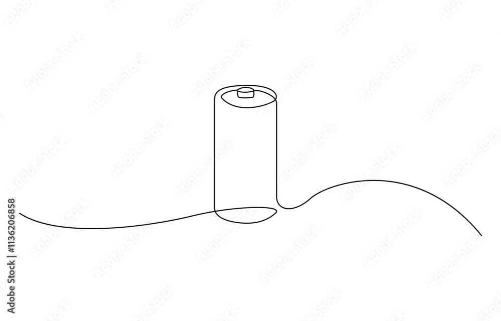 One continuous line drawing of battery charging. Lightning bolt symbol ...