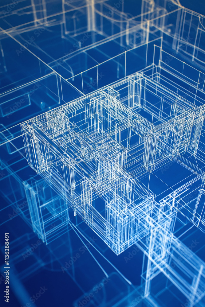 Technical blueprint showing the computational design process for 3D ...