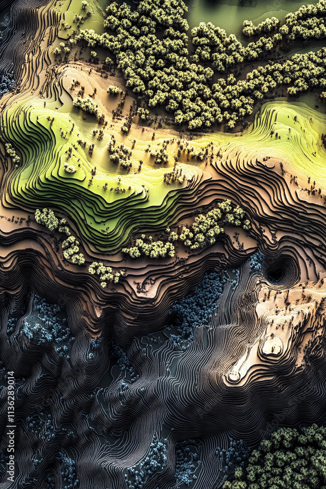 Technical LiDAR GIS visualization of a national park showing elevation ...