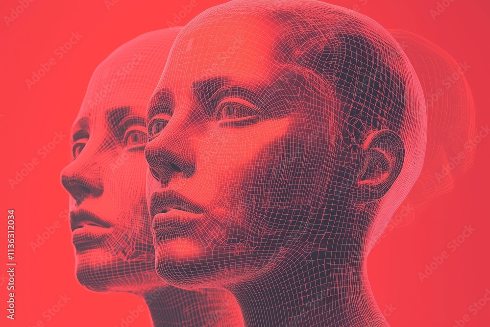 Стоковое фото «Retro futuristic design components with 3D wireframe ...