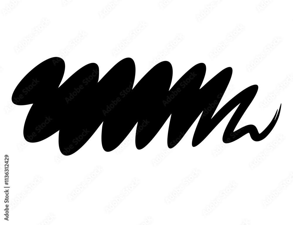 png black calligraphy mark on transparent background. underline mark ...