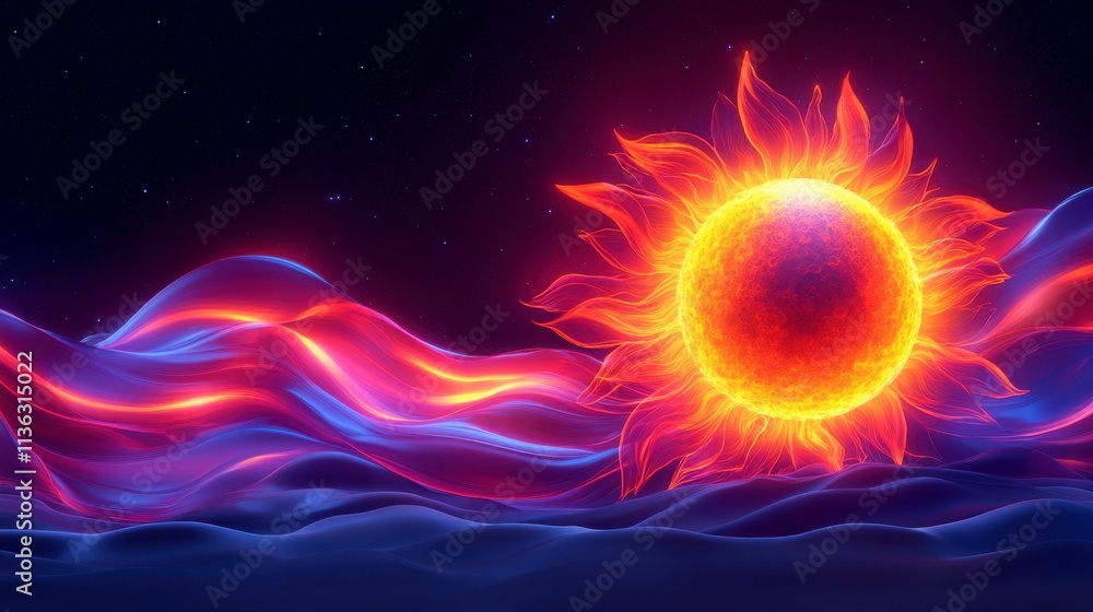 The sun as seen from space, a luminous sphere emitting radiant energy ...