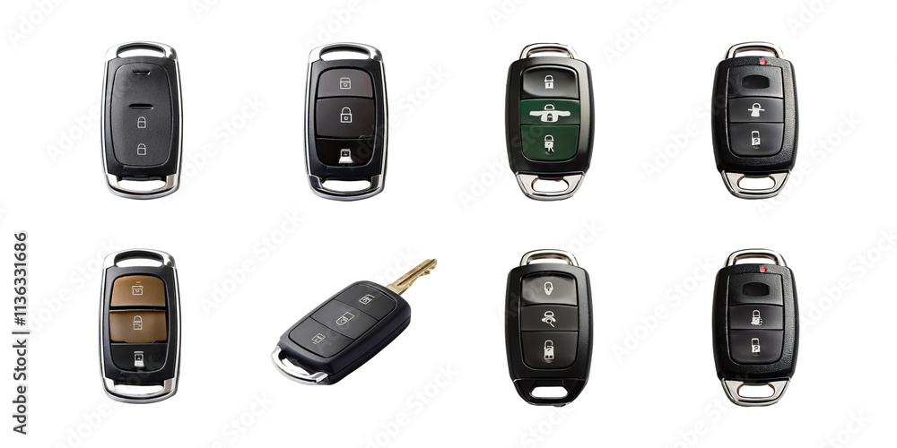Variety of Car Key Fobs, PNG collection, set bundle, isolate on ...