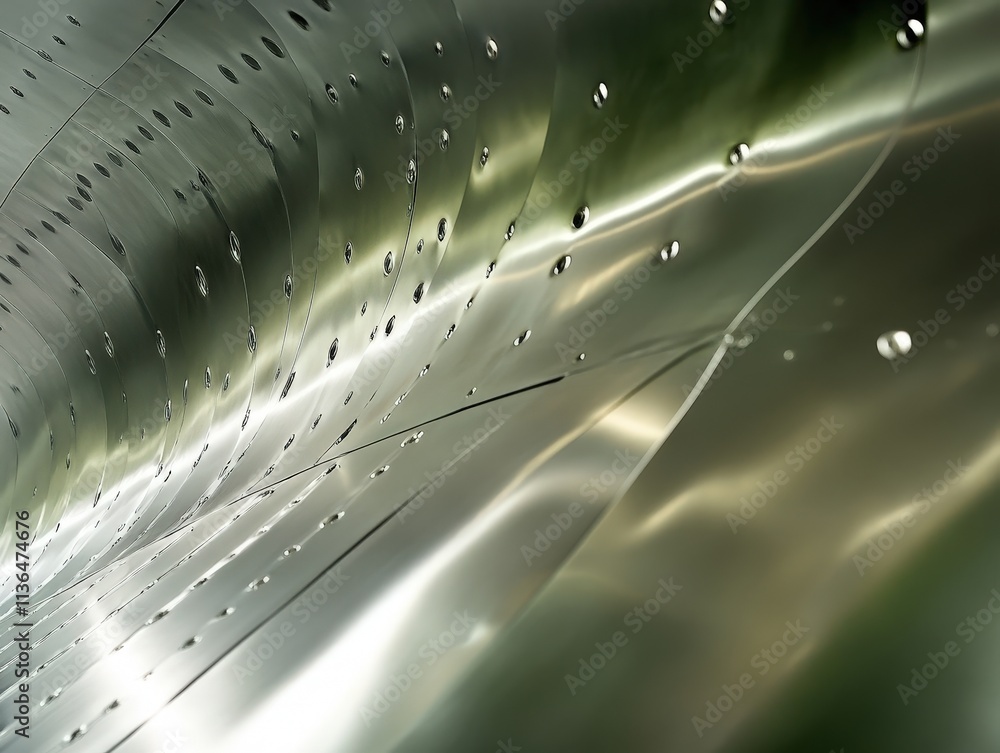 Aerodynamic wing design closeup showcasing metallic surface texture and ...
