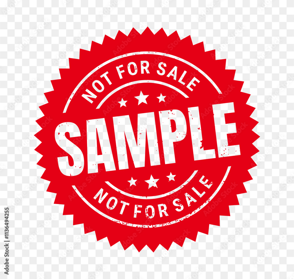 Sample not for sale stamp. Isolated in transparent background. Circle ...