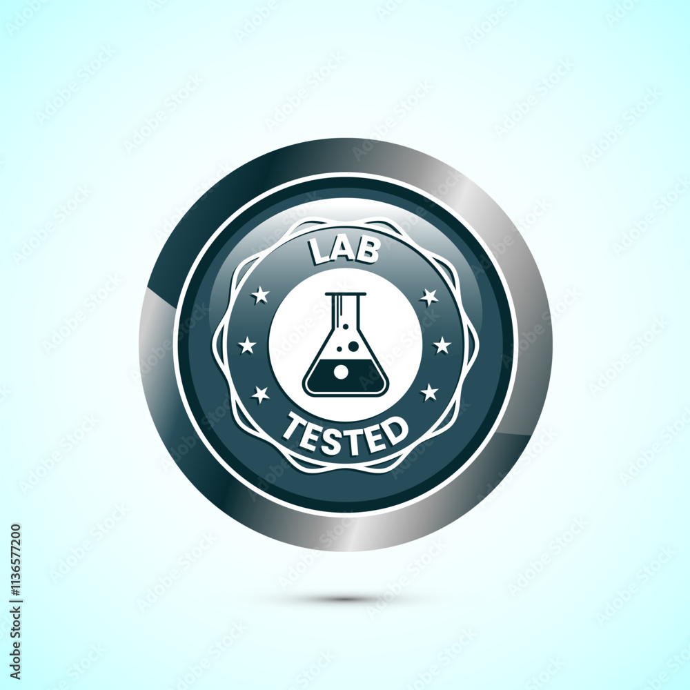 Lab tested icon. Laboratory testing product quality certificate symbol ...