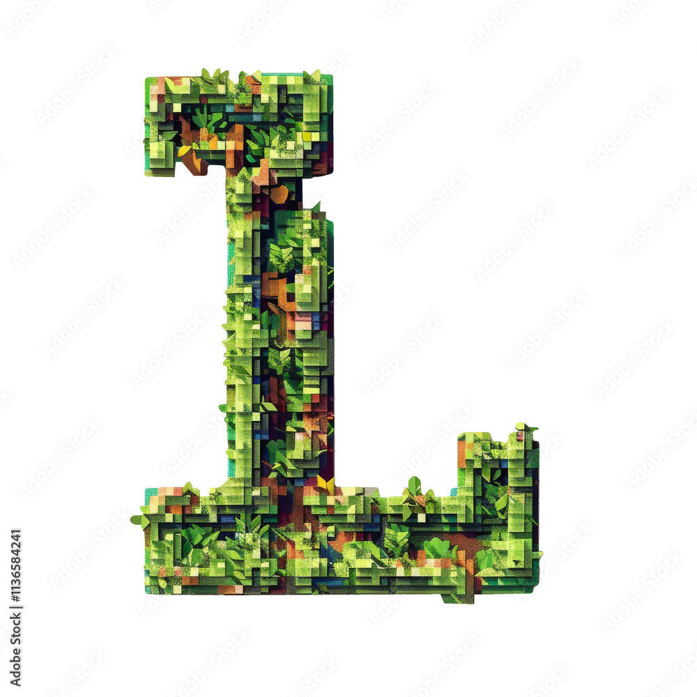 Letter I digital pixel font, voxel font 8-bit pixel art, isolated white ...