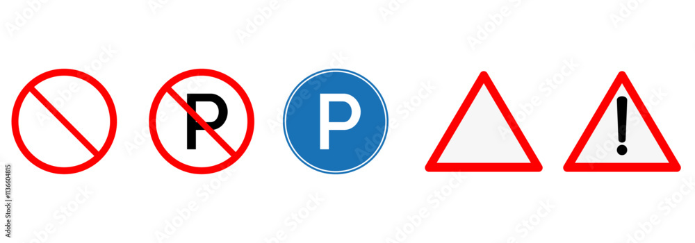 Various traffic signs including no parking and warnings. Stock Vector ...