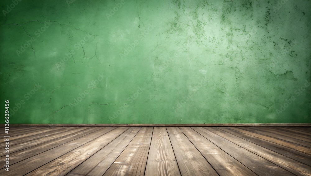 Fresh green wall with wooden floor creates a perfect backdrop for ...