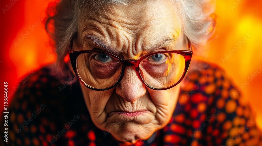 Angry aggressive rude grandma composition background Stock Photo ...